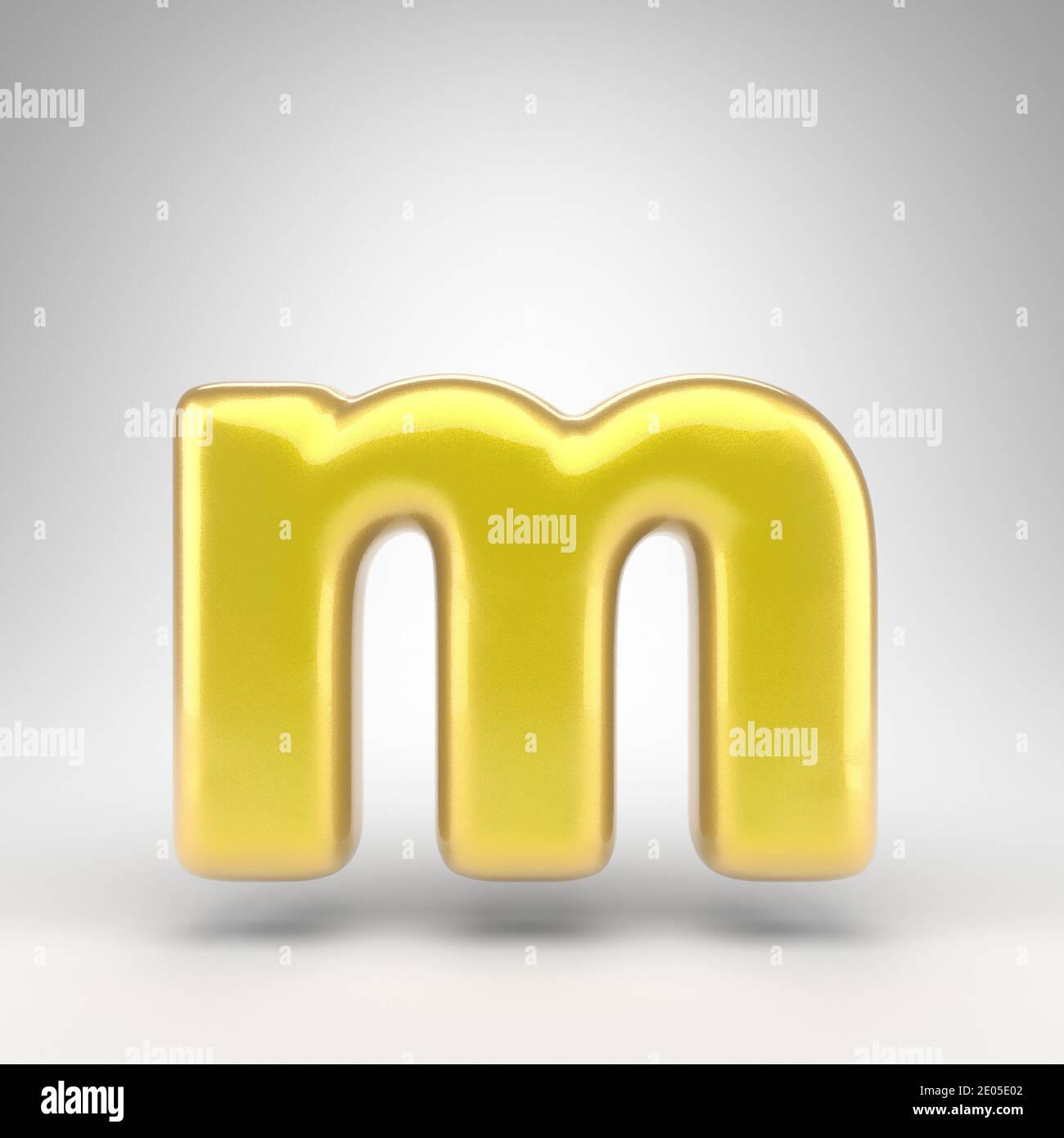Letter M lowercase on white background. Yellow car paint 3D rendered ...