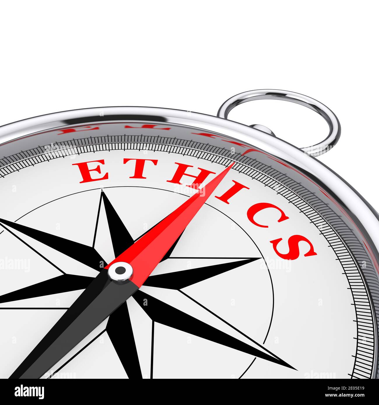 Direction to Ethics Conceptual Compass Closeup on a white background ...