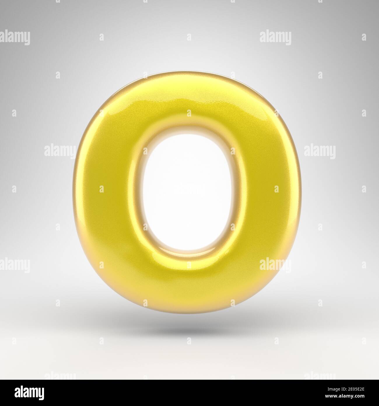 Letter O uppercase on white background. Yellow car paint 3D rendered ...