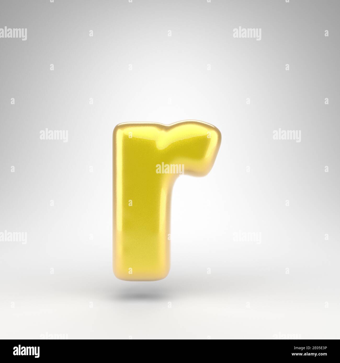 Letter R lowercase on white background. Yellow car paint 3D rendered ...