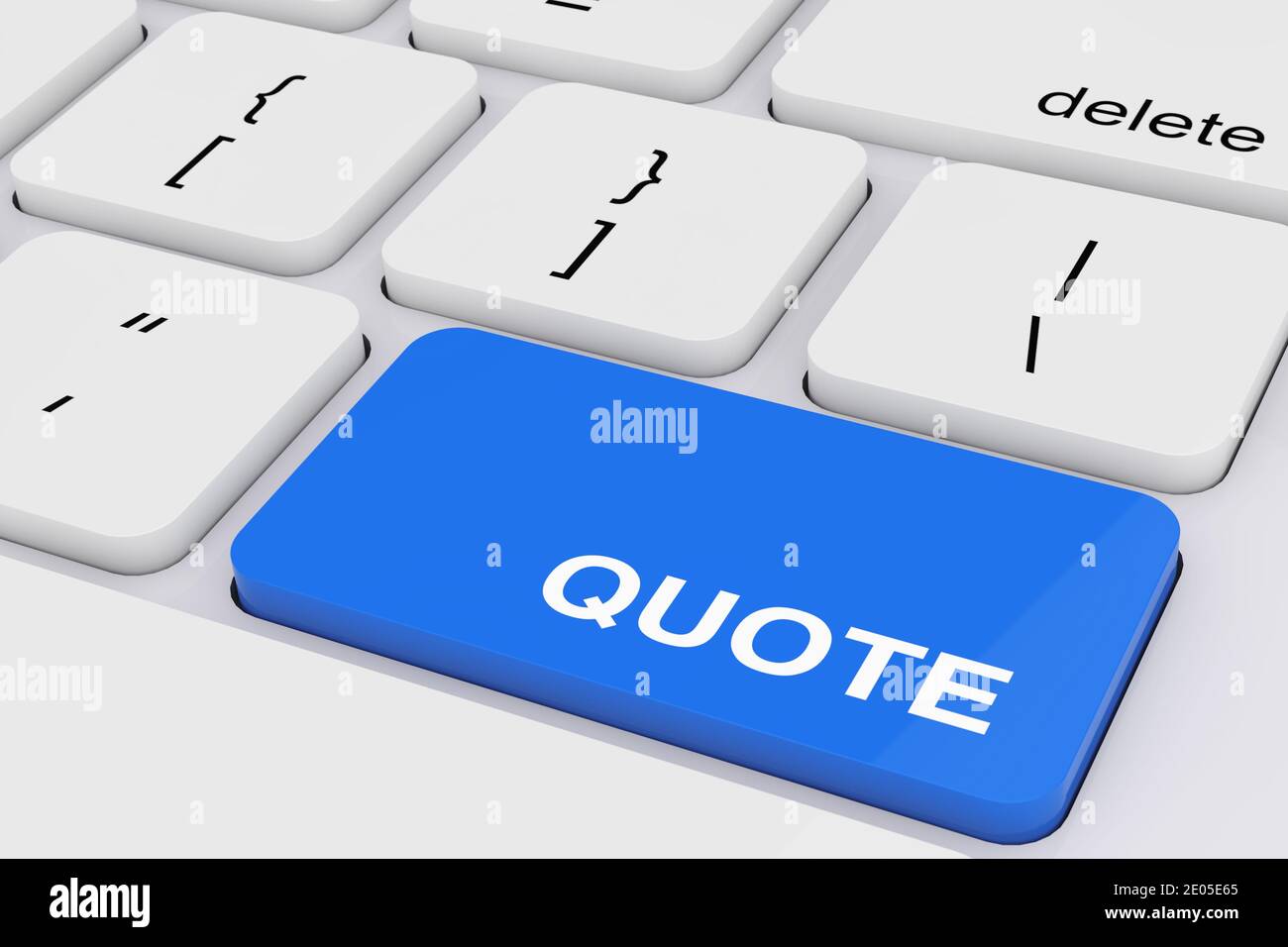 Blue Quote Key on a White PC Keyboard extreme closeup. 3d Rendering ...