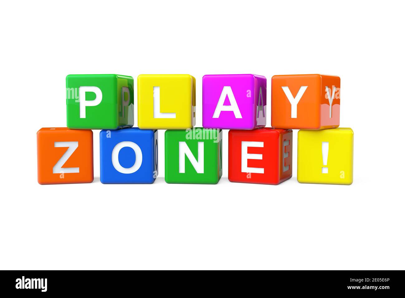 Multicoloured Alphabet Cubes with Play Zone Sign on a white background ...