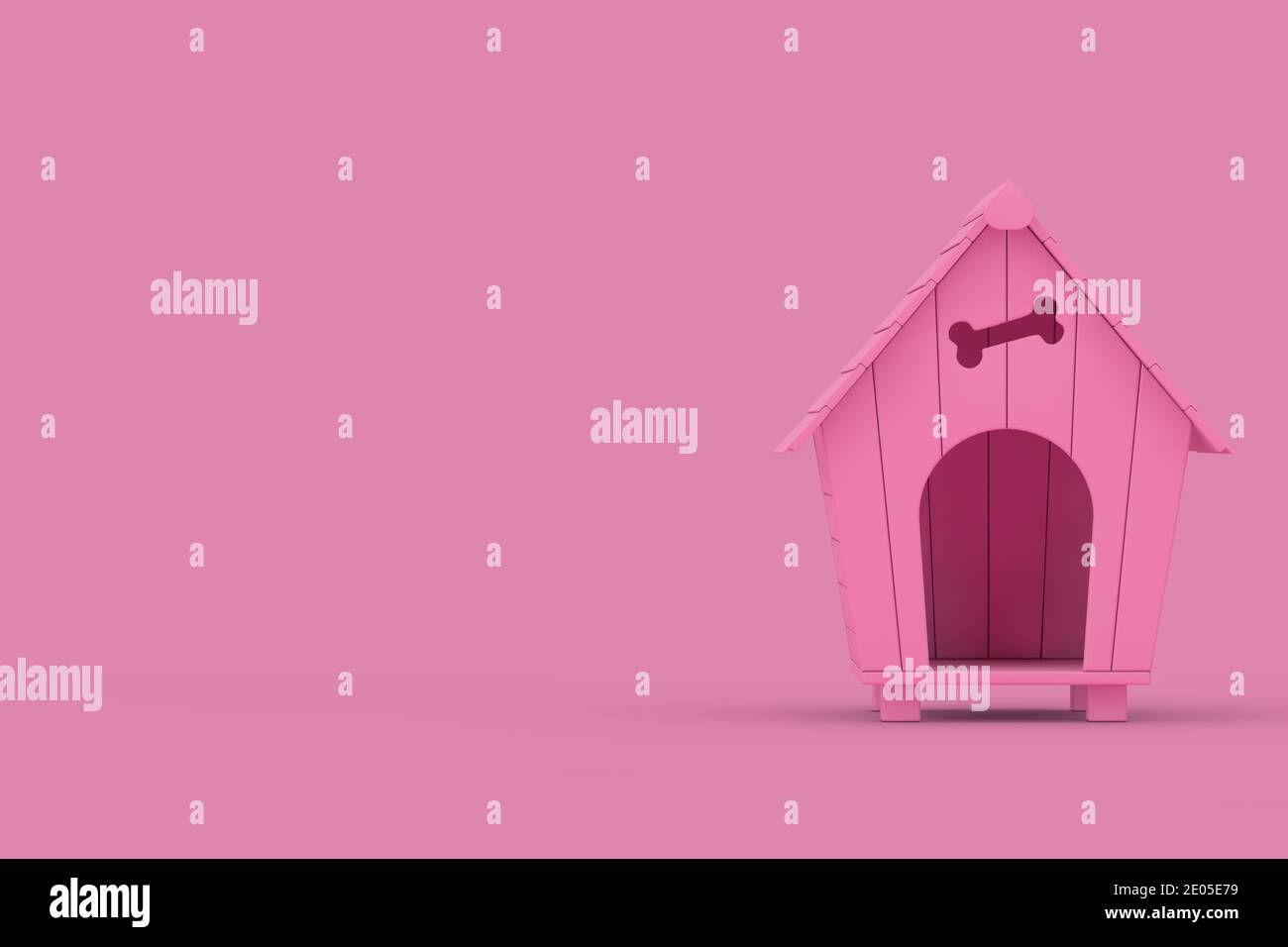 Pink Cartoon Dog House in Duotone Style on a pink background. 3d ...