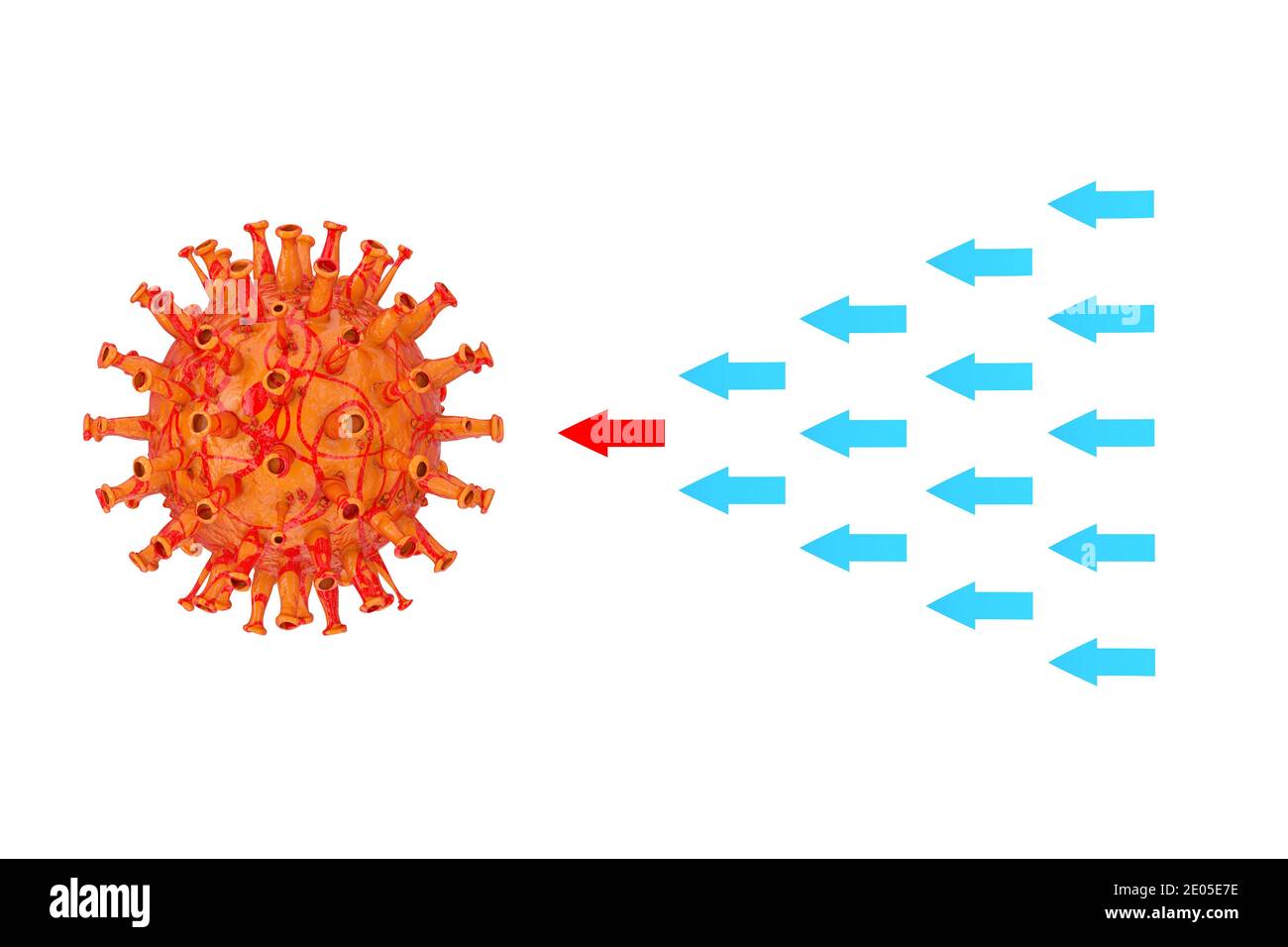 Row of Blue Arrows with One Red as Anti-Virus Vaccine Attack 2019-nCoV ...