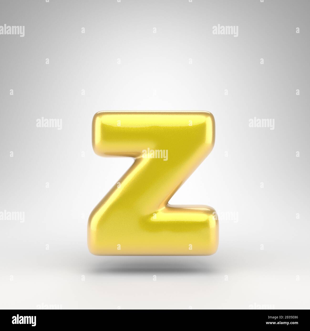 Letter Z lowercase on white background. Yellow car paint 3D rendered ...