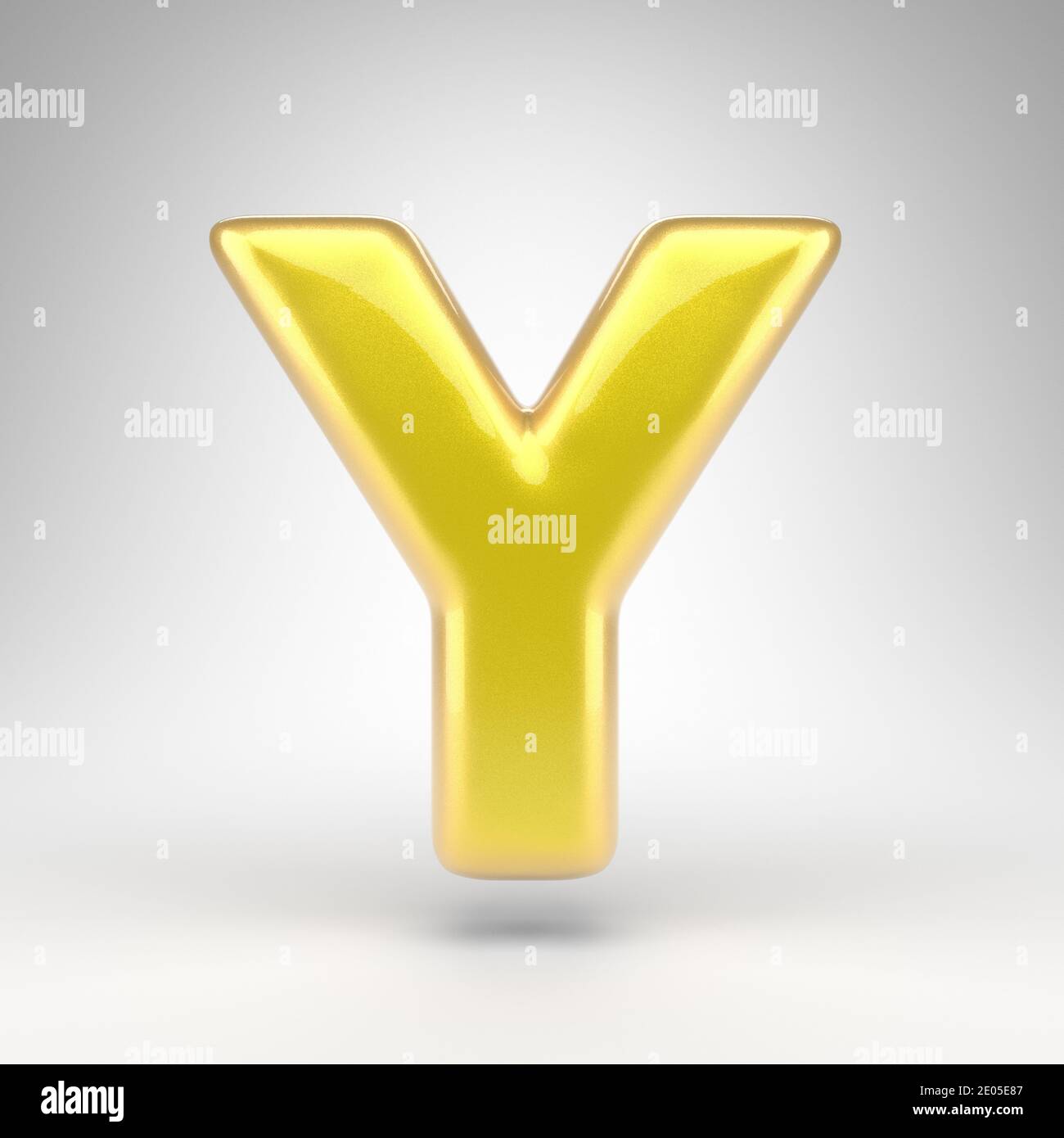 Letter Y uppercase on white background. Yellow car paint 3D rendered ...