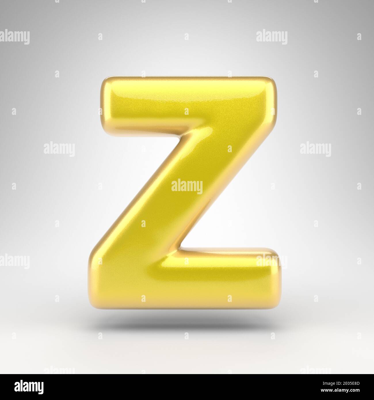 Letter Z uppercase on white background. Yellow car paint 3D rendered ...