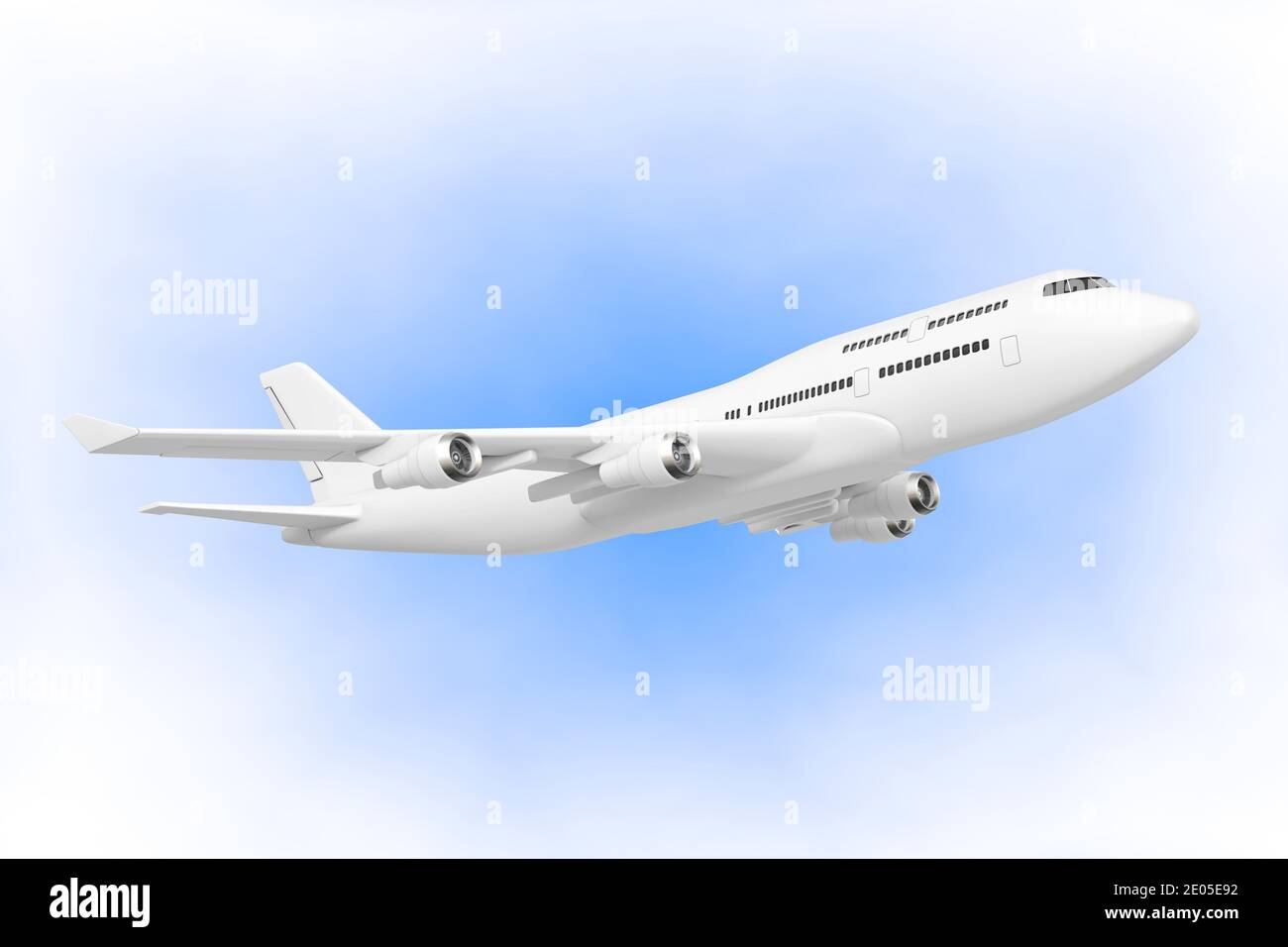 White Jet Passengers Airplane on a blue background. 3d Rendering Stock ...