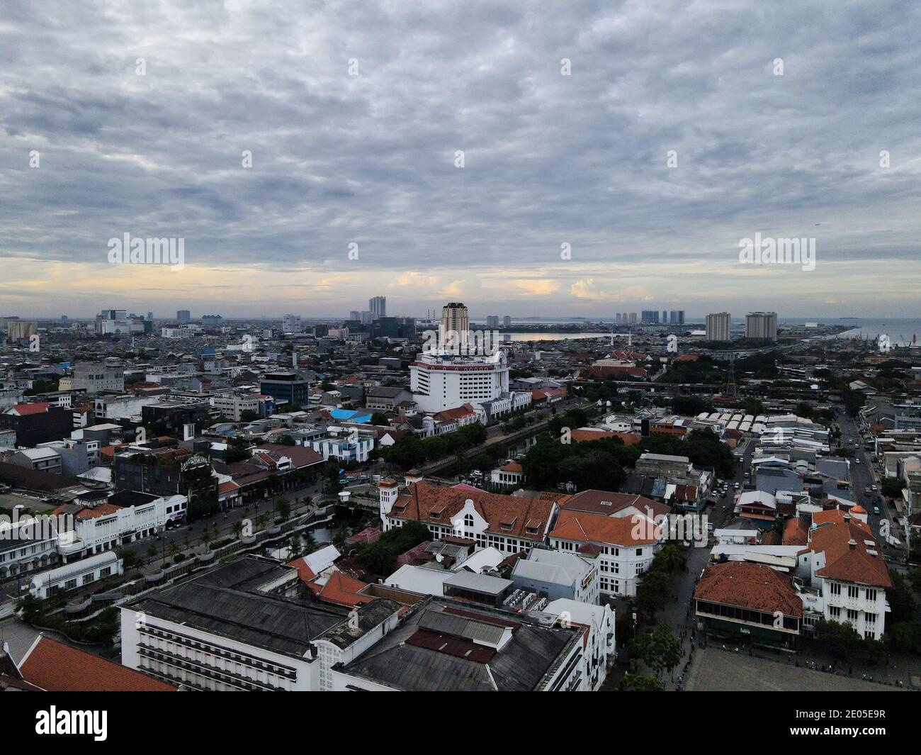 Aerial view of Jakarta cityscape background at Kota Tua, Batavia old ...