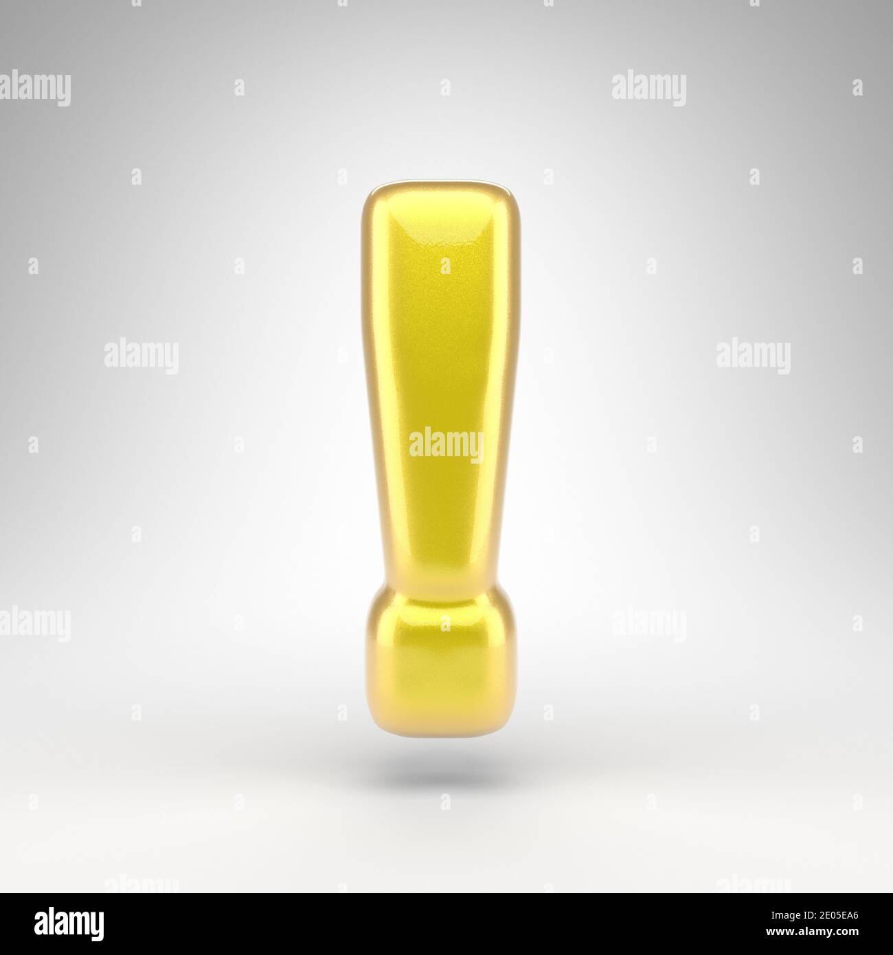 Exclamation point symbol on white background. Yellow car paint 3D ...