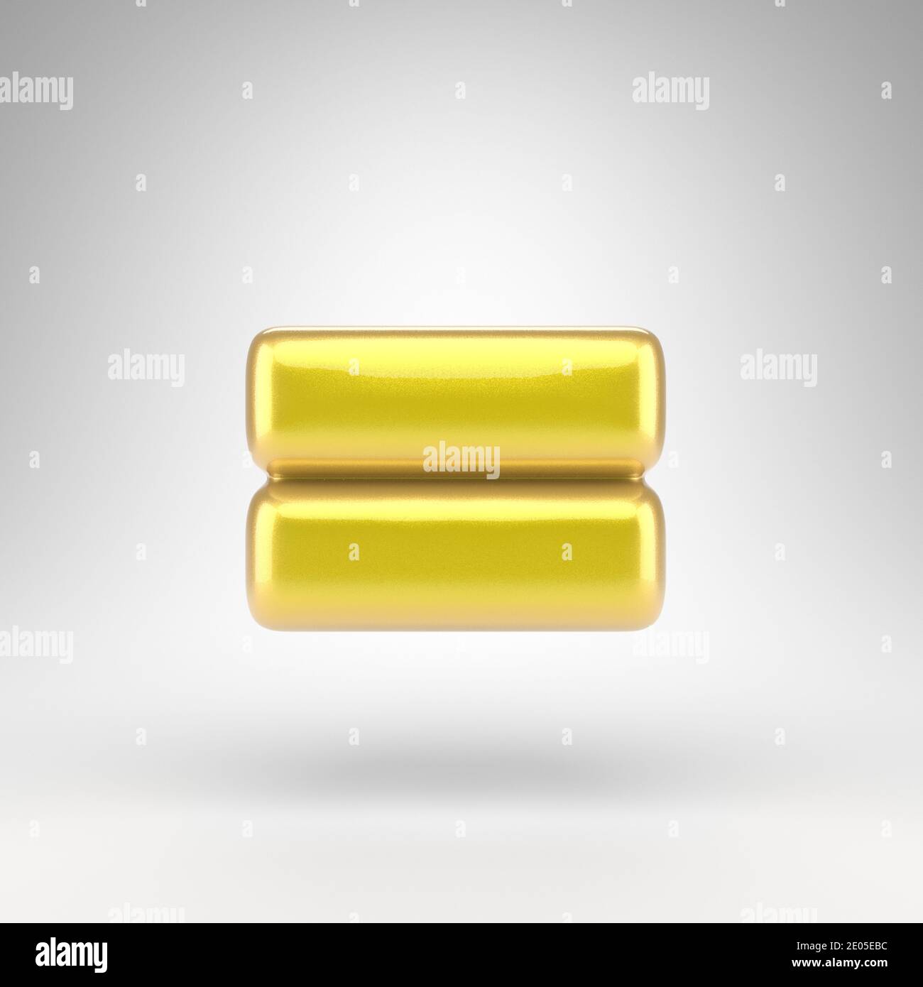 Equals symbol on white background. Yellow car paint 3D rendered sign ...