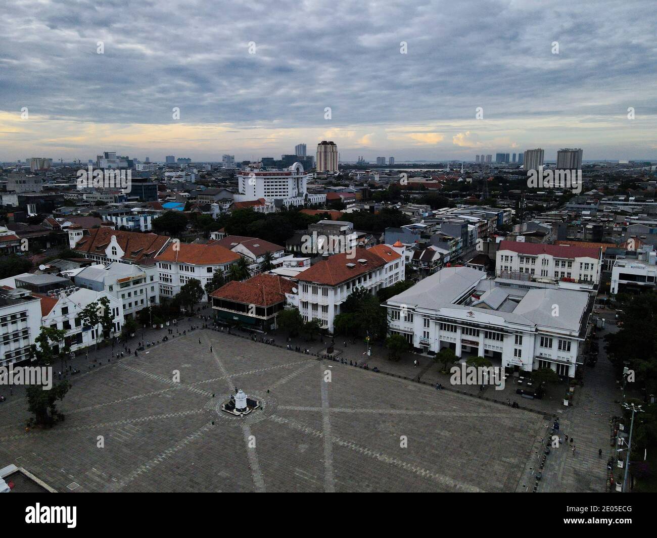 Aerial view of Jakarta cityscape background at Kota Tua, Batavia old ...