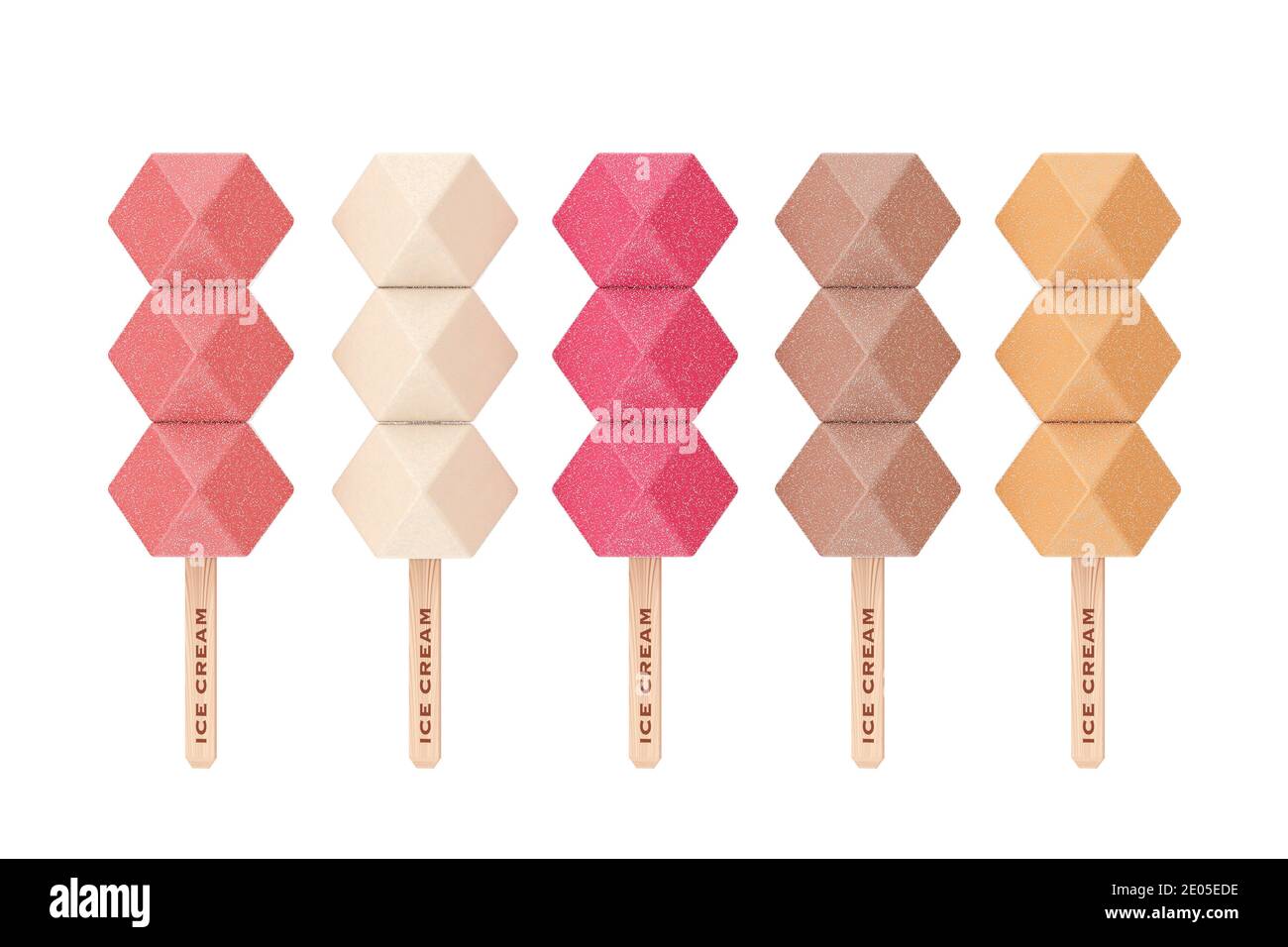 Set of Different Cube Ice Cream on a white background. 3d Rendering ...