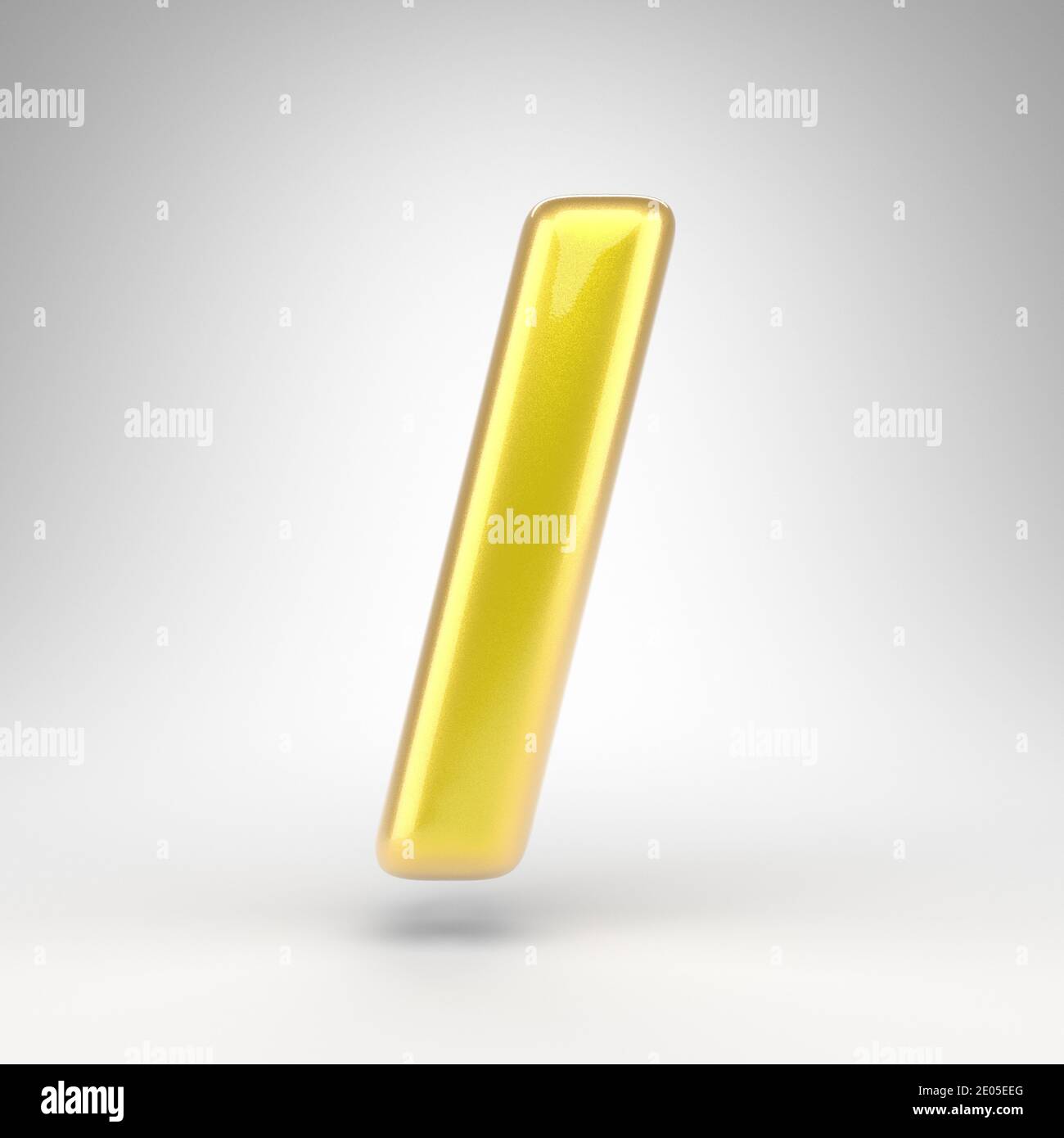 Forward slash symbol on white background. Yellow car paint 3D rendered ...