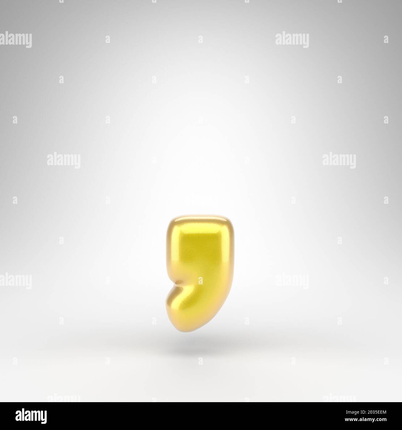 Coma symbol on white background. Yellow car paint 3D rendered sign with ...