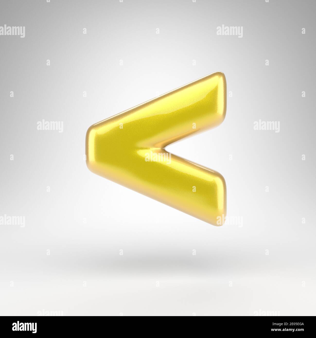 Less than symbol on white background. Yellow car paint 3D rendered sign ...