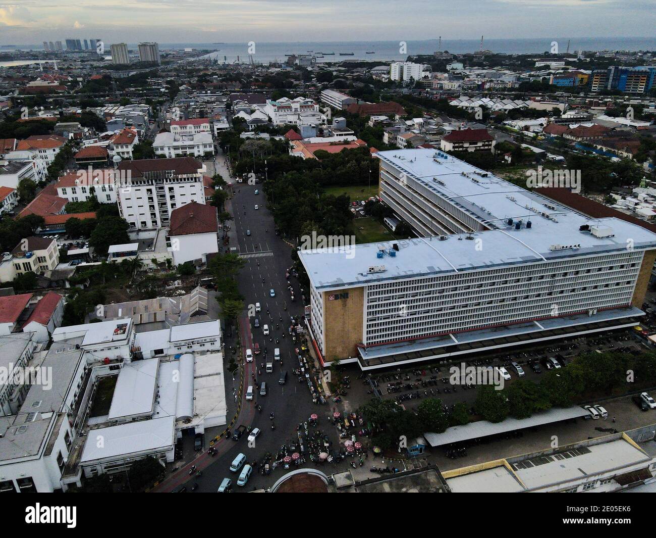 Aerial view of Jakarta cityscape background at Kota Tua, Batavia old ...