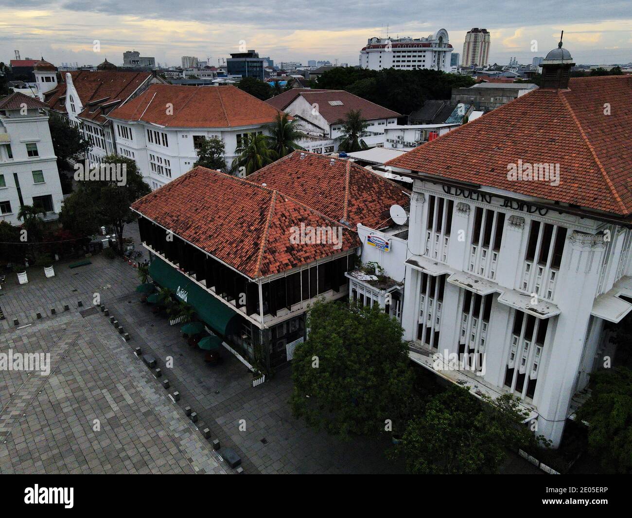 Aerial view of Jakarta cityscape background at Kota Tua, Batavia old ...