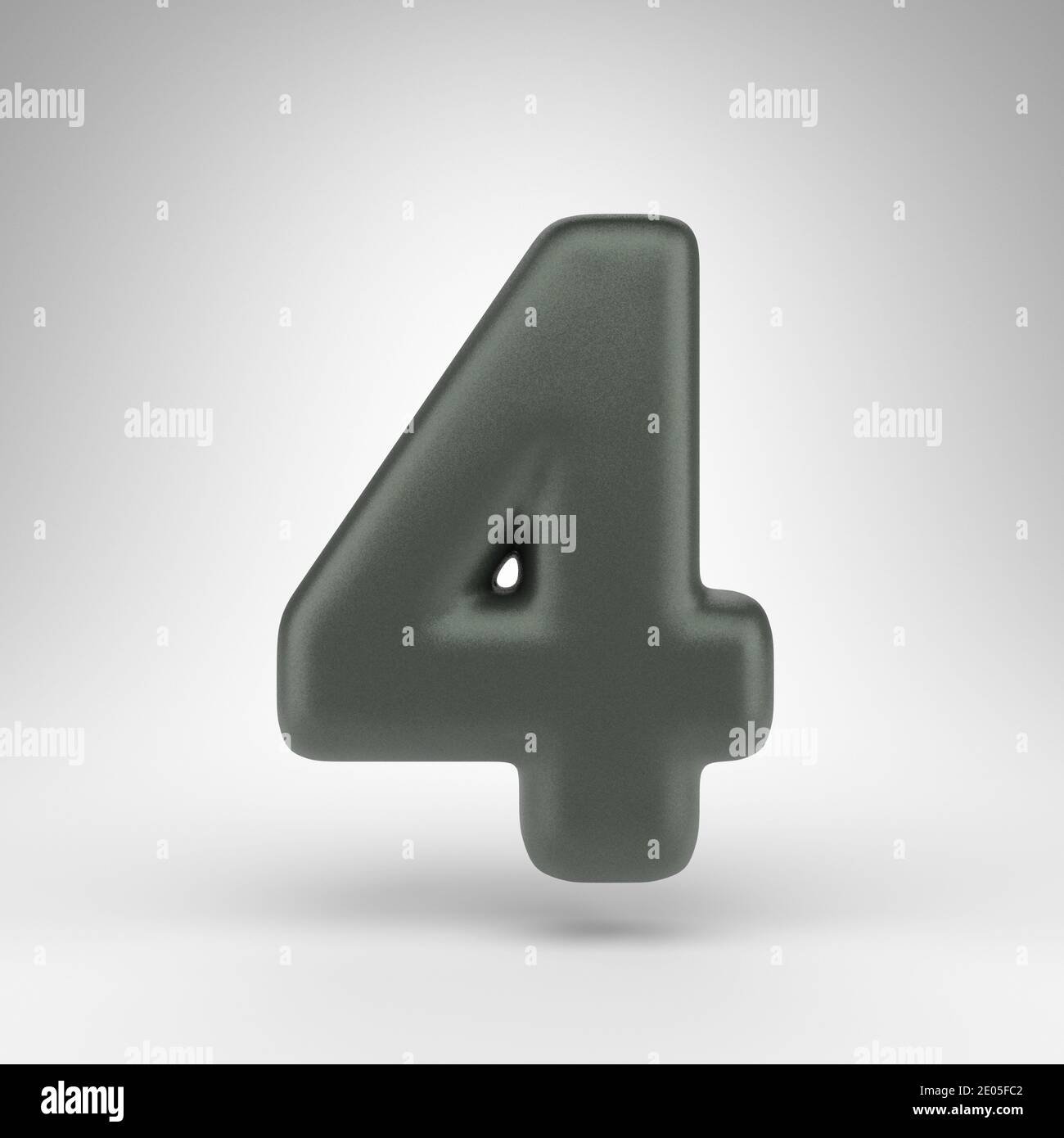 Number 4 on white background. Anodized green 3D rendered number with ...