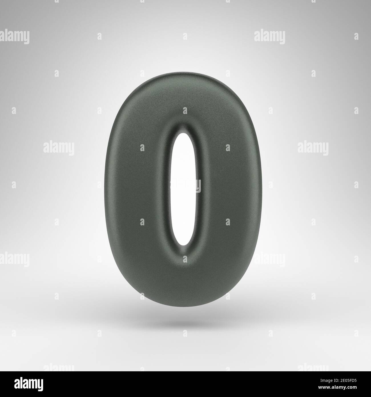 Number 0 on white background. Anodized green 3D rendered number with ...