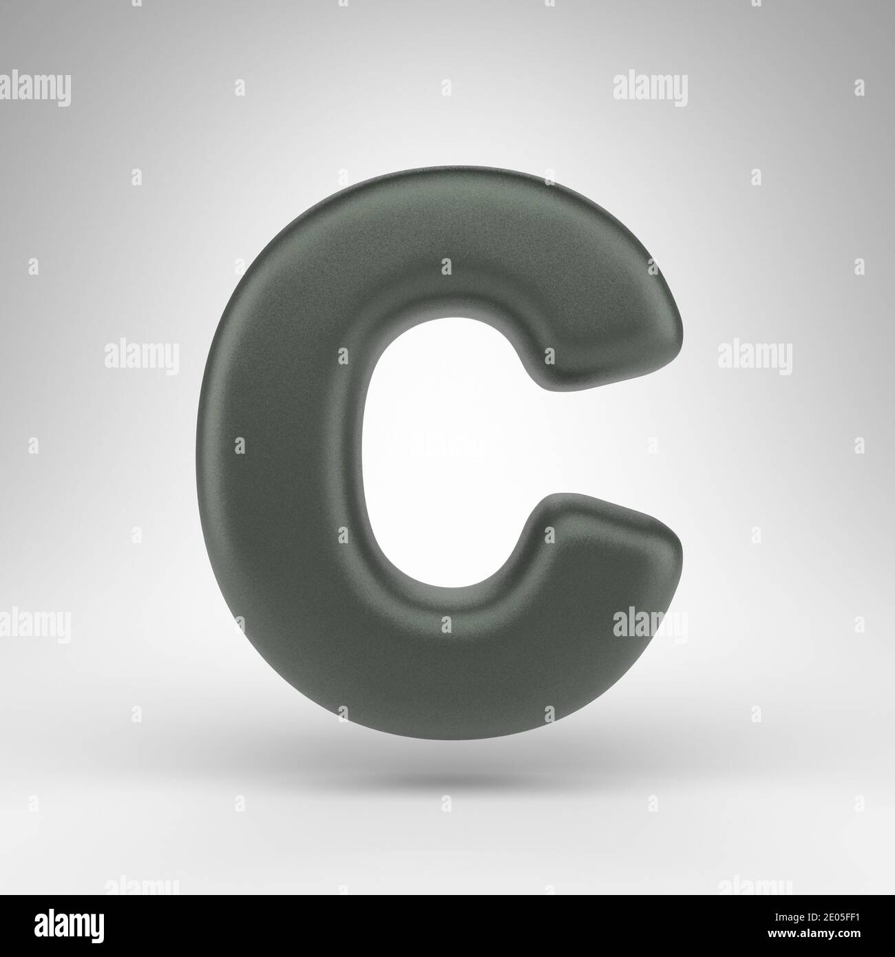 Letter C uppercase on white background. Anodized green 3D rendered font ...