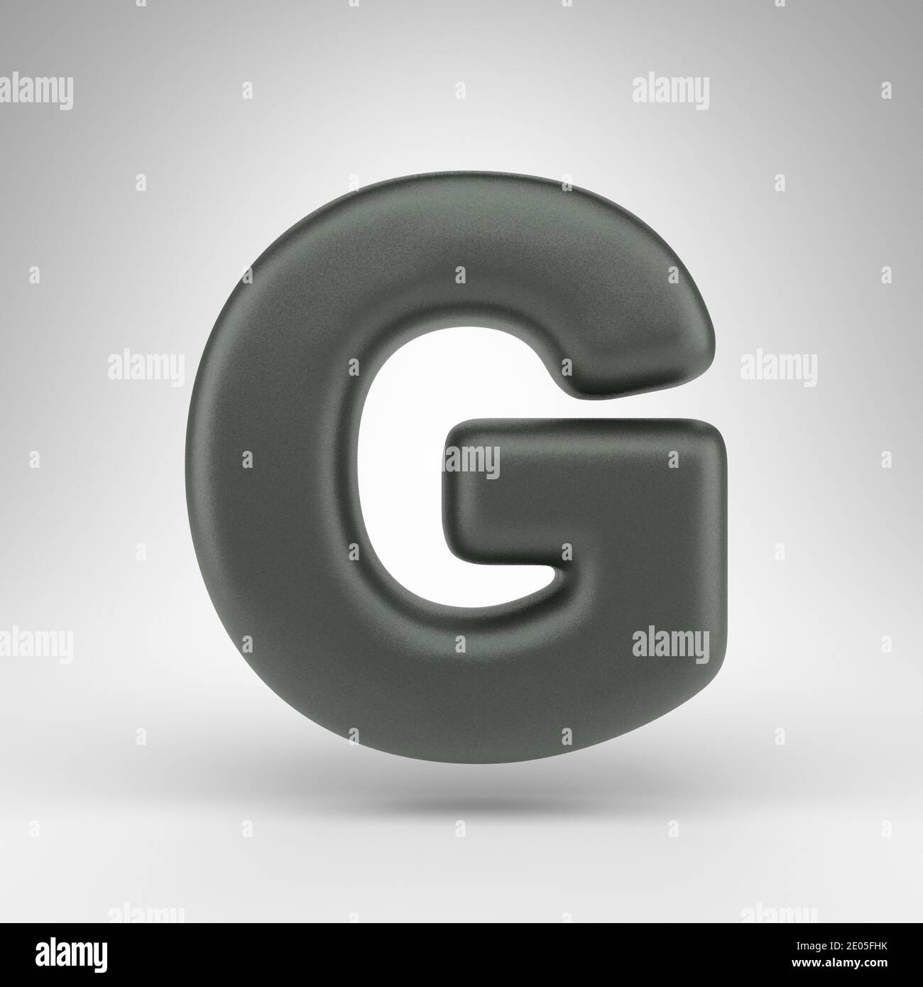 Letter G uppercase on white background. Anodized green 3D rendered font ...