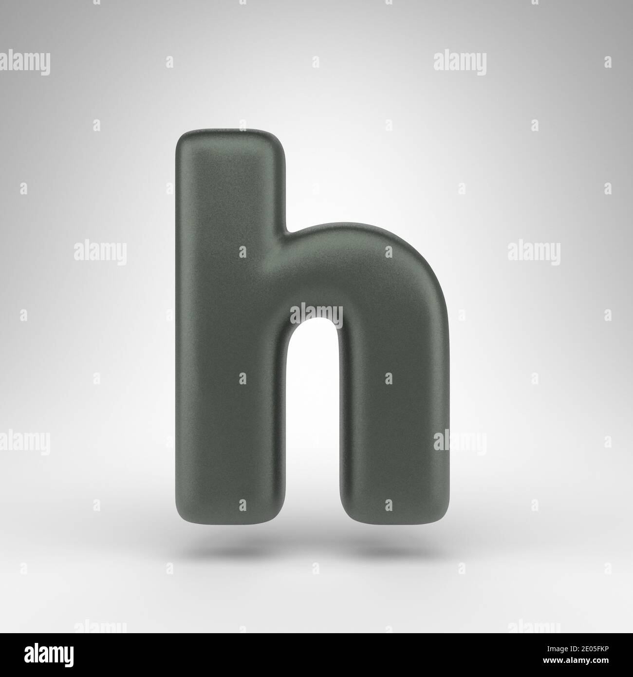 Letter H lowercase on white background. Anodized green 3D rendered font ...