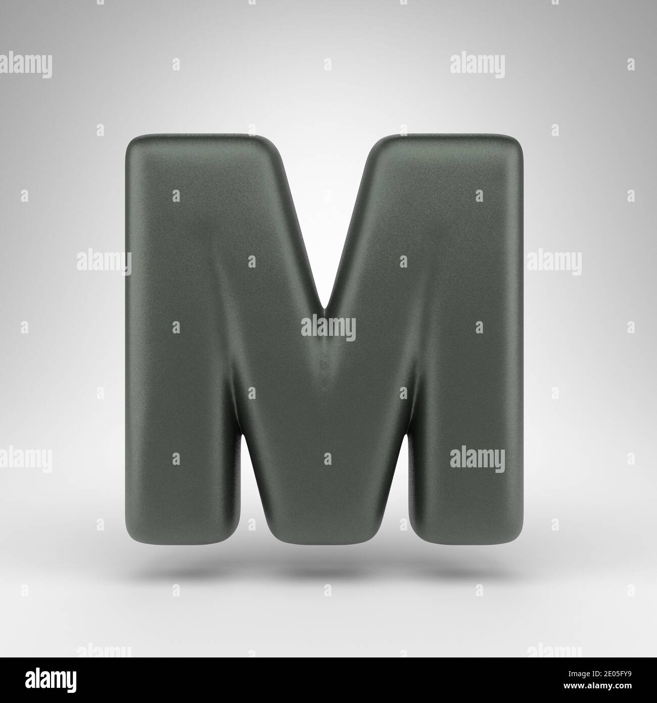 Letter M uppercase on white background. Anodized green 3D rendered font ...