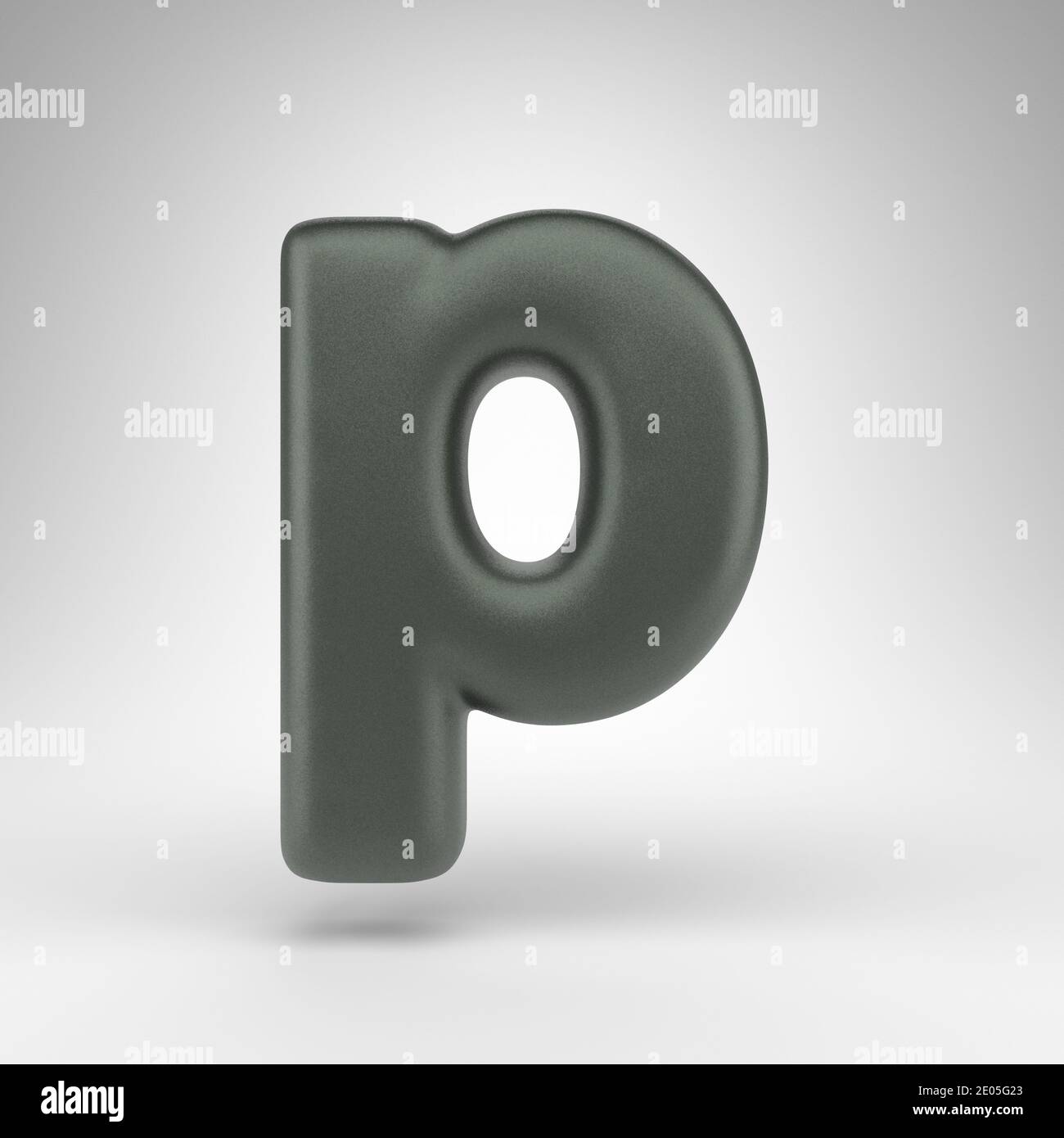 Letter P lowercase on white background. Anodized green 3D rendered font ...