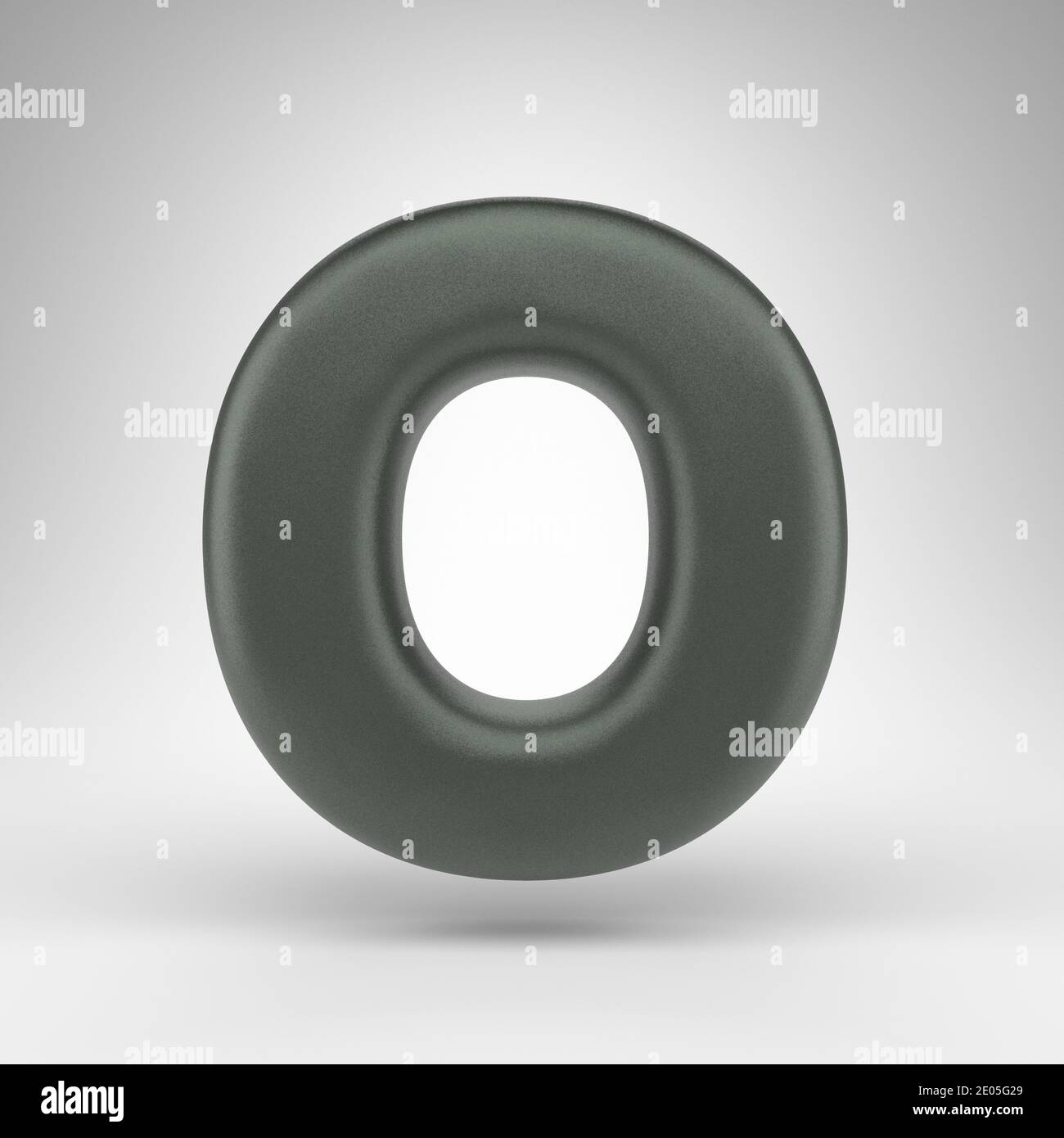 Letter O uppercase on white background. Anodized green 3D rendered font ...