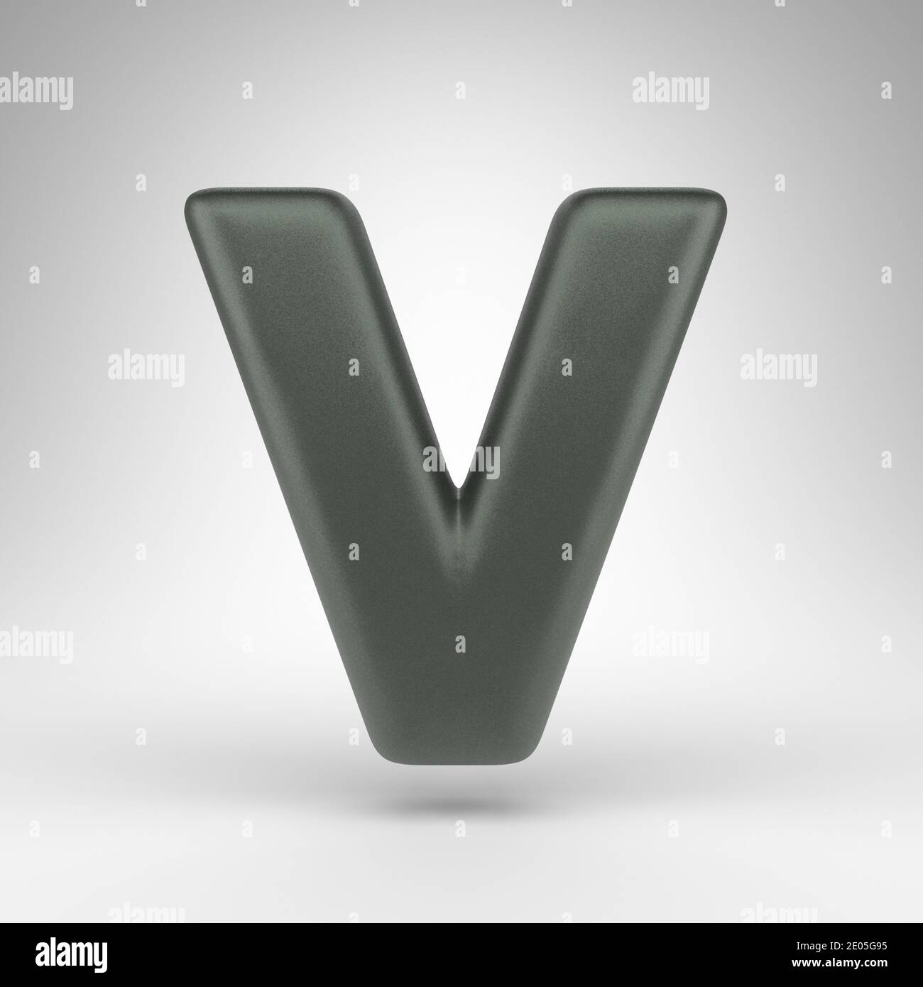 Letter V uppercase on white background. Anodized green 3D rendered font ...
