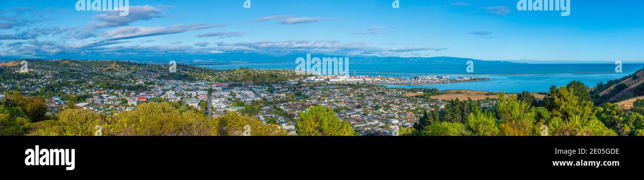 NELSON, NEW ZEALAND, FEBRUARY 5, 2020: Aerial view of downtown Nelson ...