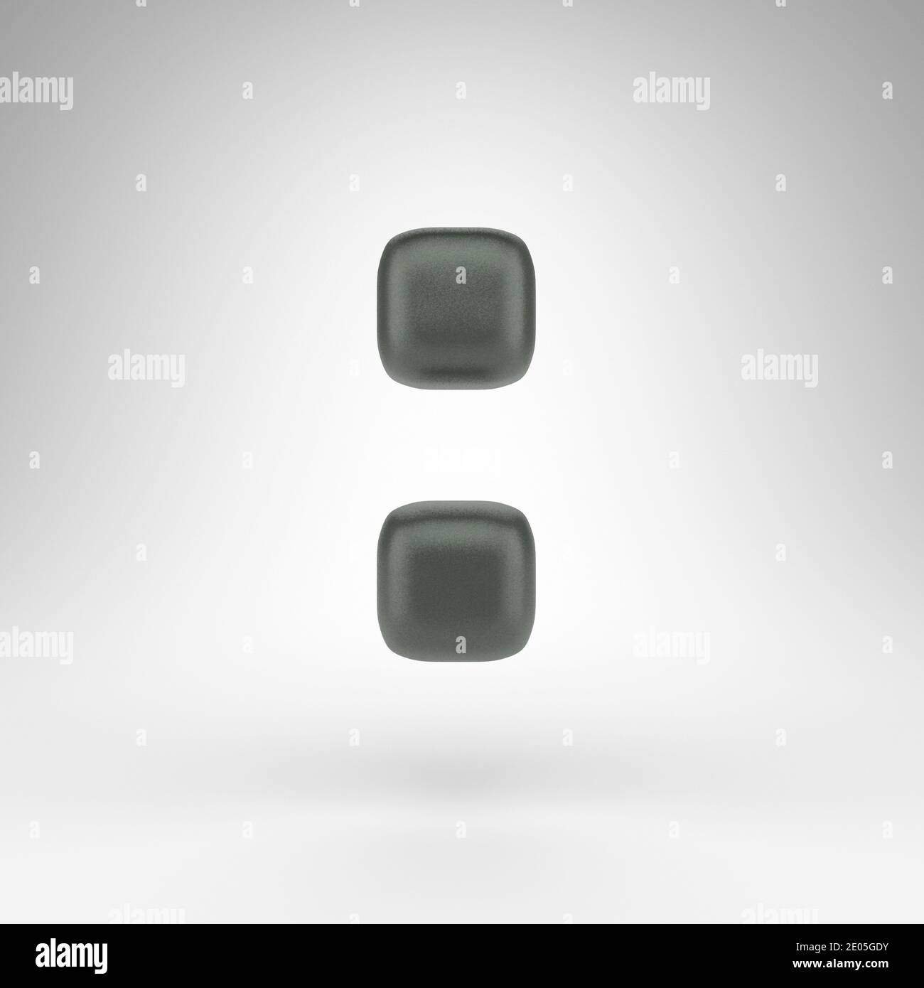 Colon symbol on white background. Anodized green 3D rendered sign with ...