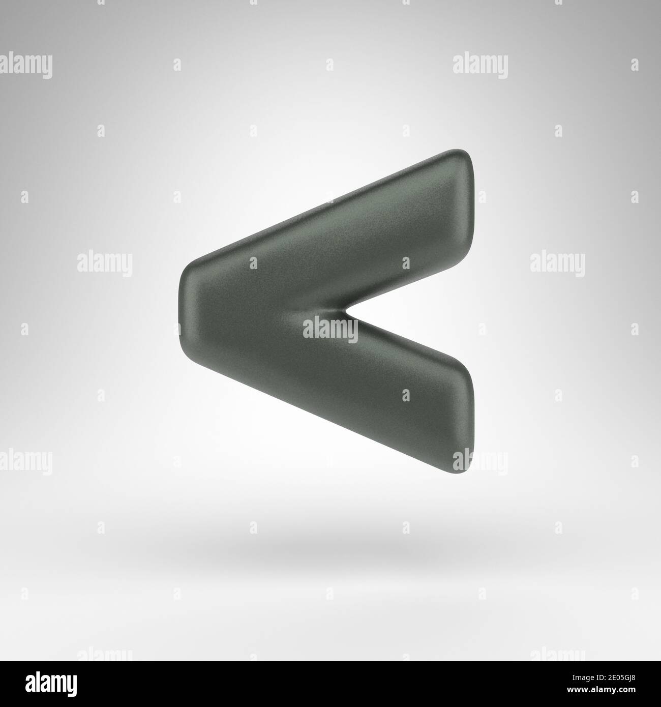 Less than symbol on white background. Anodized green 3D rendered sign ...