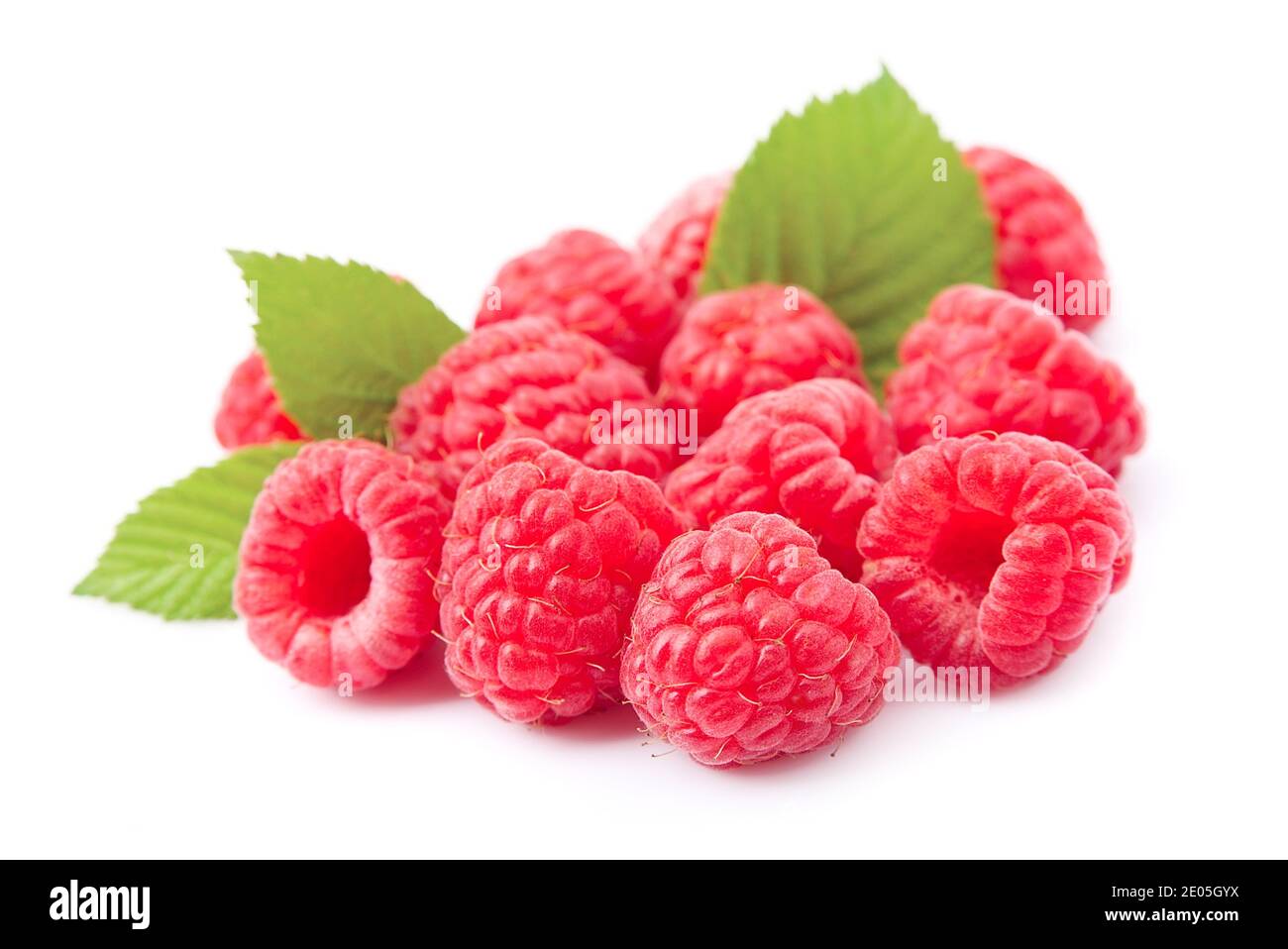 Ripe raspberries isolated on white background Stock Photo - Alamy
