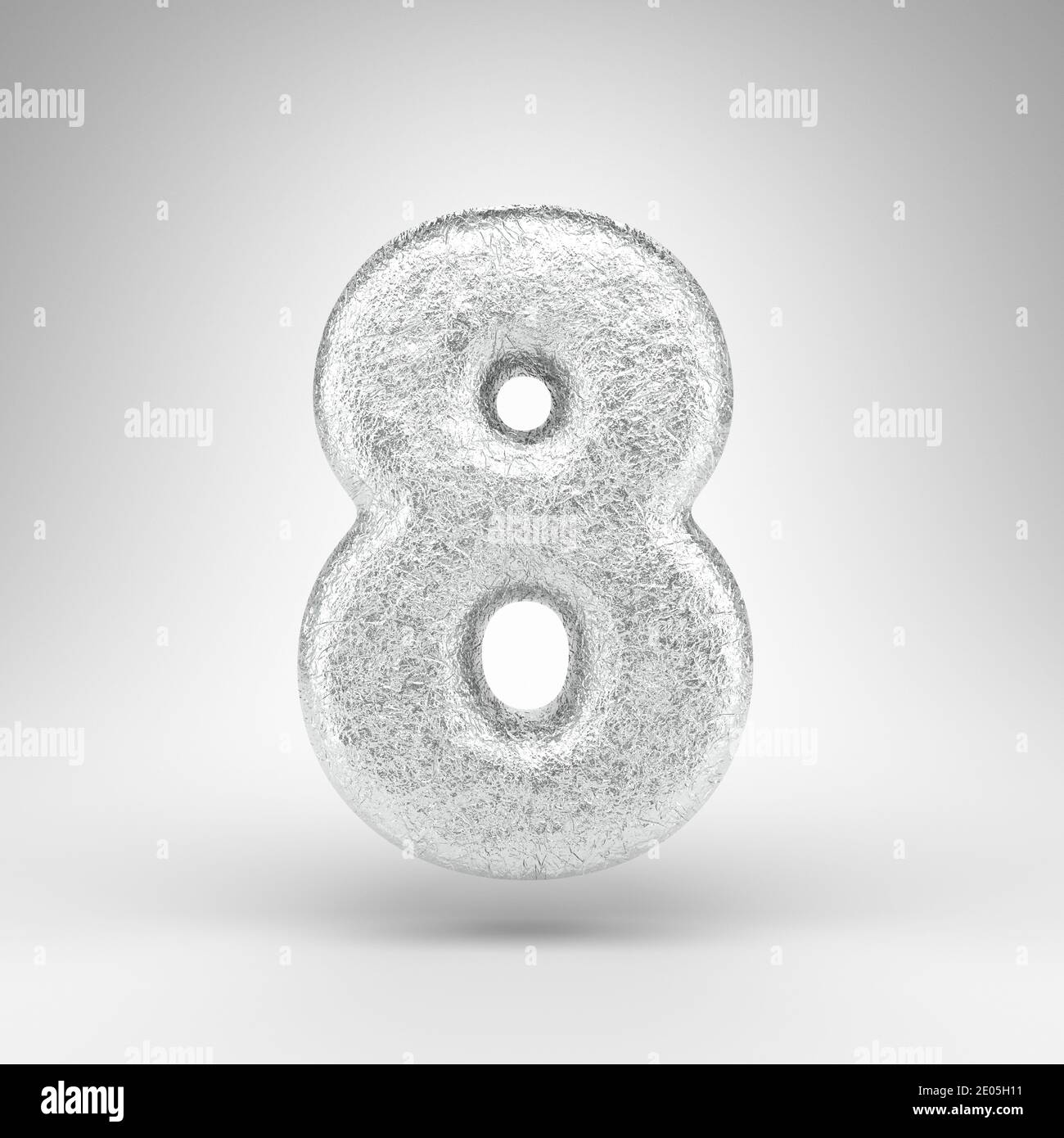 Number 8 on white background. Creased aluminium foil 3D rendered number ...