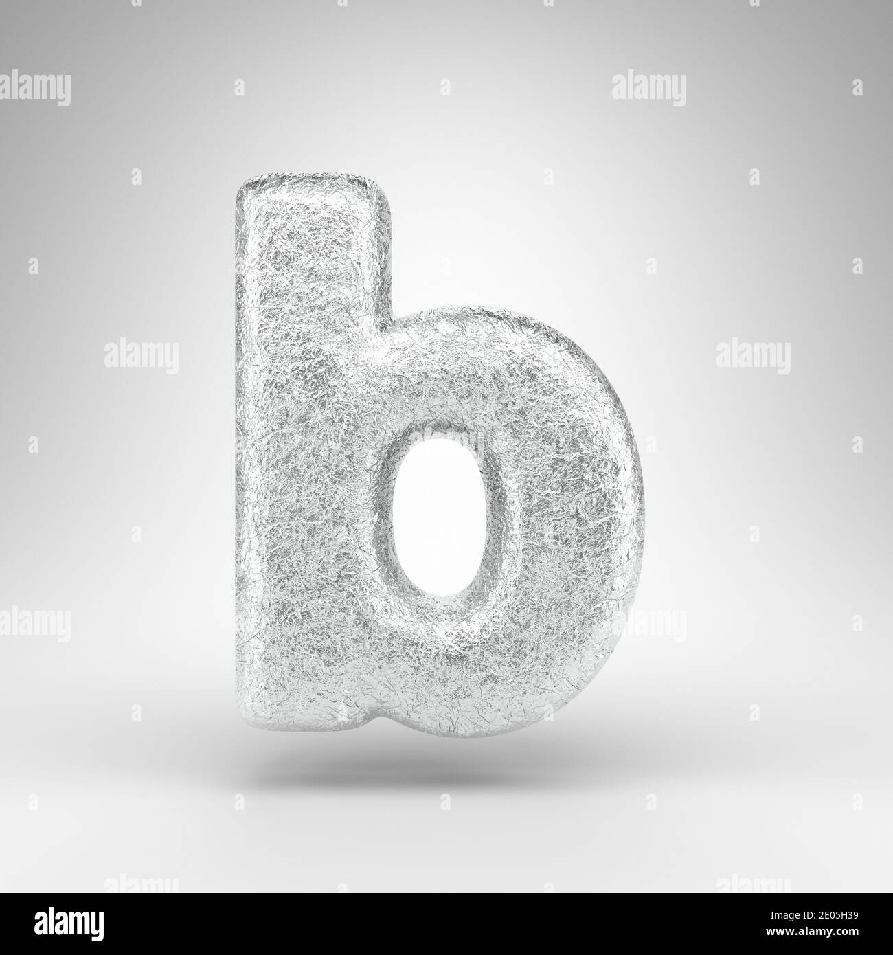 Letter B lowercase on white background. Creased aluminium foil 3D ...