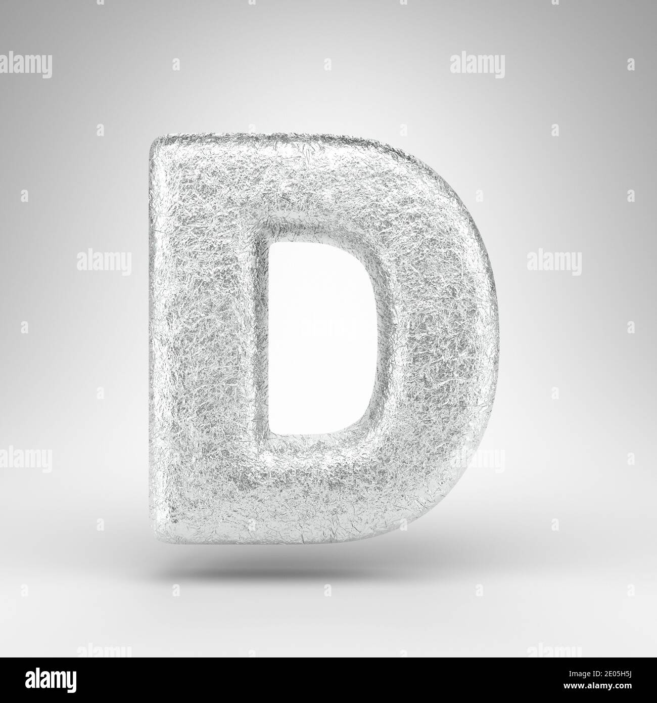 Letter D uppercase on white background. Creased aluminium foil 3D ...