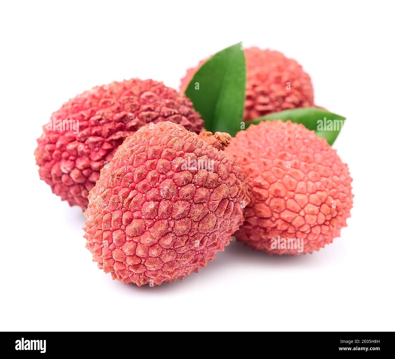 Sweet lychees fruits with leaves close up on white background Stock ...