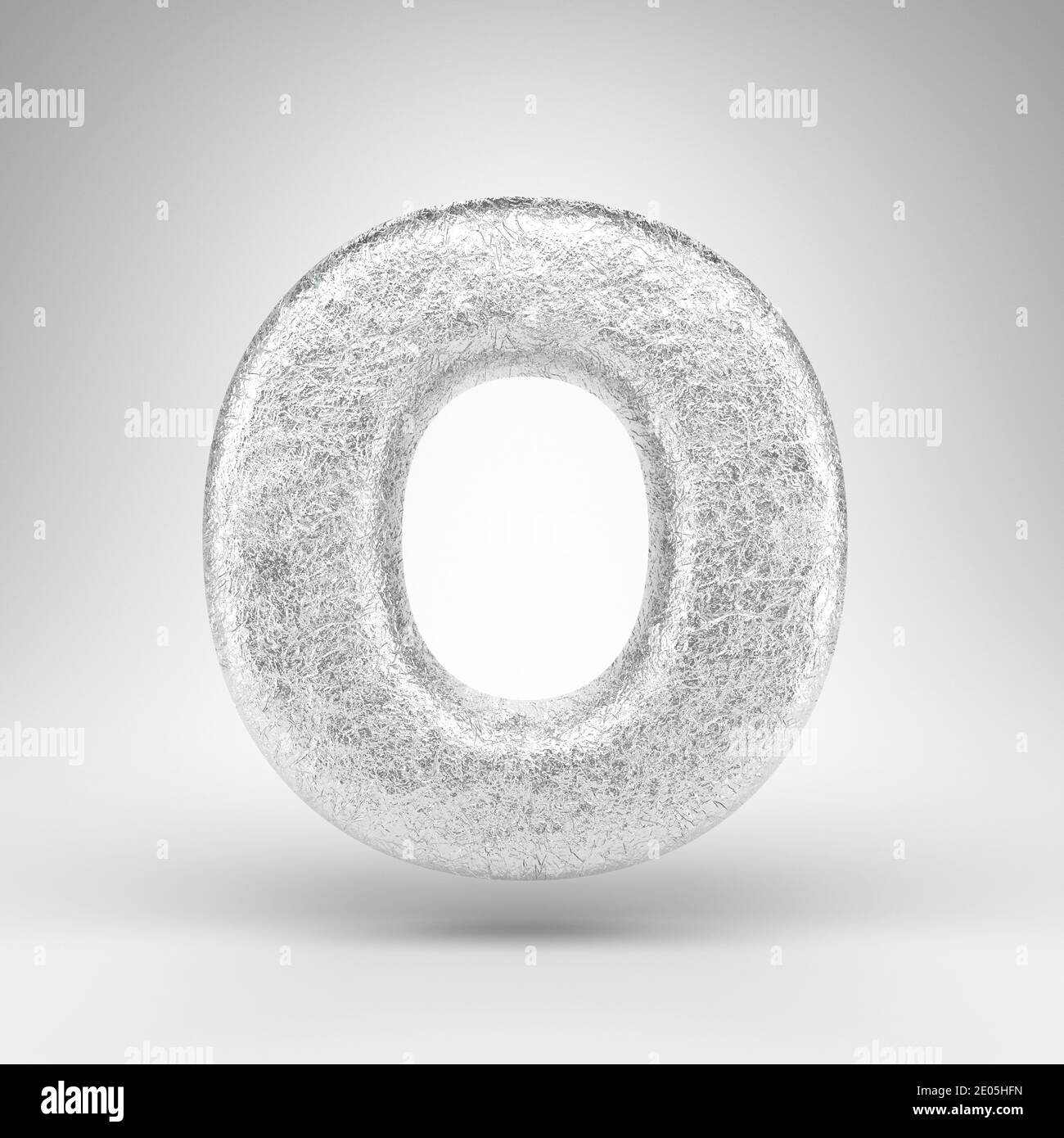 Letter O uppercase on white background. Creased aluminium foil 3D ...