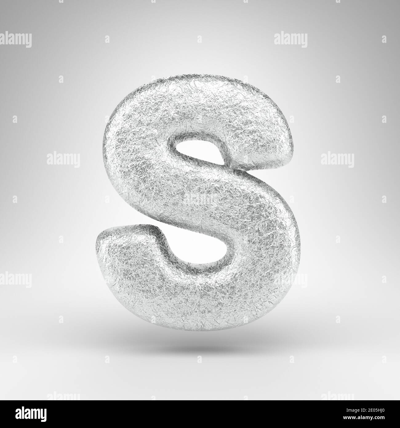 Letter S uppercase on white background. Creased aluminium foil 3D ...