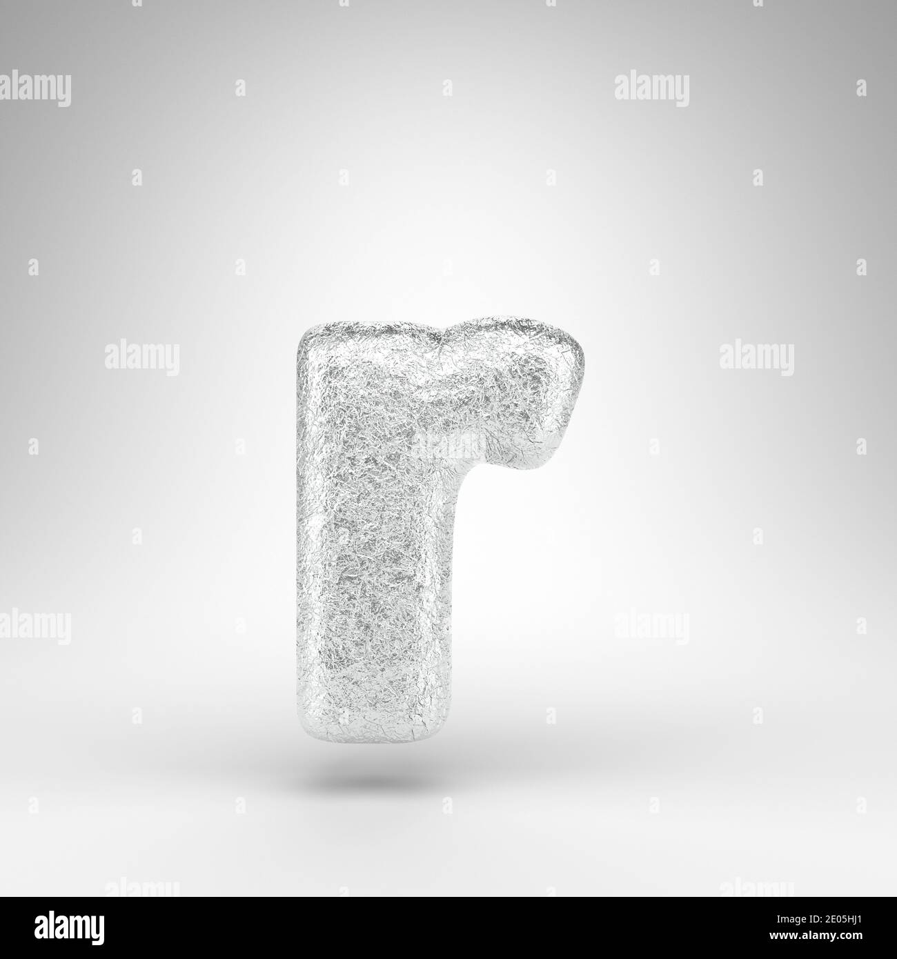 Letter R lowercase on white background. Creased aluminium foil 3D ...