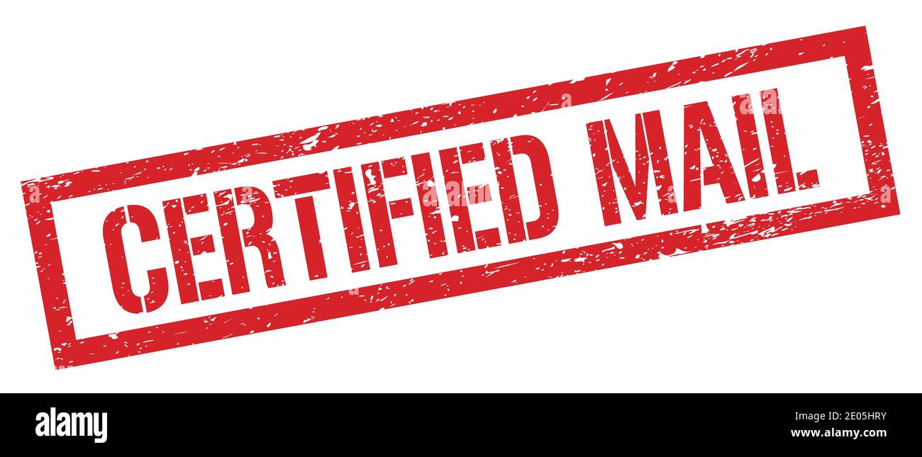 CERTIFIED MAIL red grungy rectangle stamp sign Stock Photo - Alamy