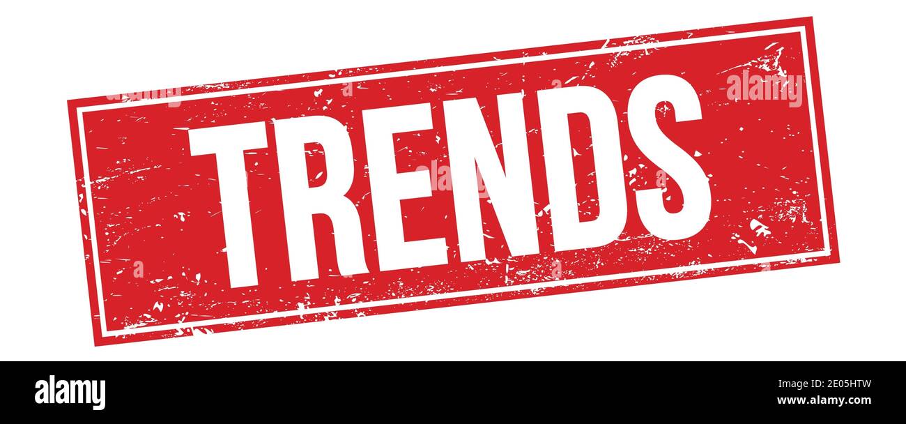 TRENDS text on red grungy rectangle stamp sign Stock Photo - Alamy