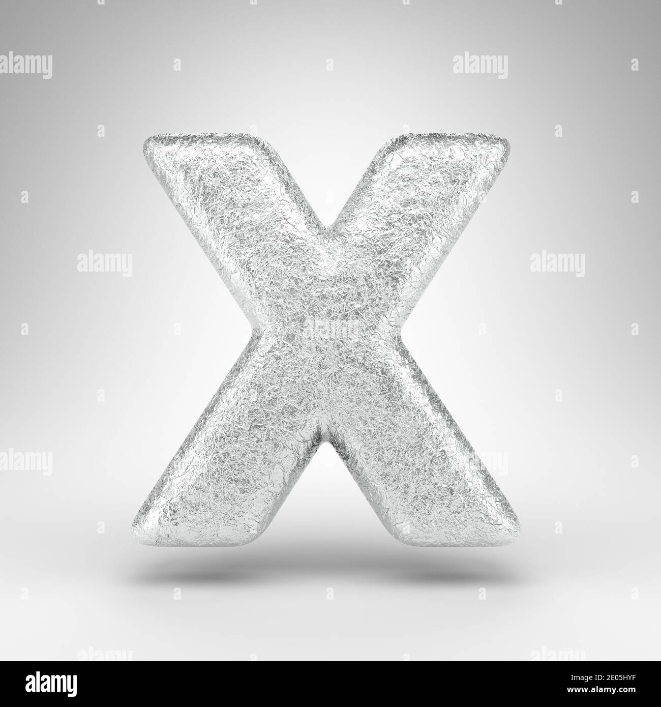 Letter X uppercase on white background. Creased aluminium foil 3D ...
