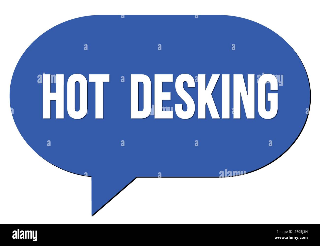 HOT DESKING text written in a blue speech bubble stamp Stock Photo - Alamy