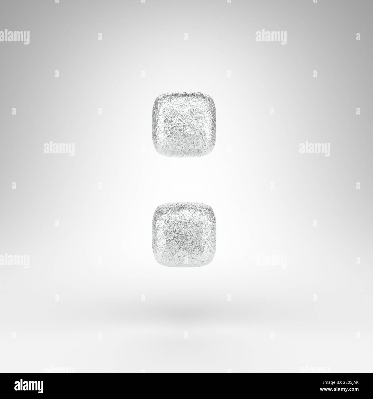 Colon symbol on white background. Creased aluminium foil 3D rendered ...