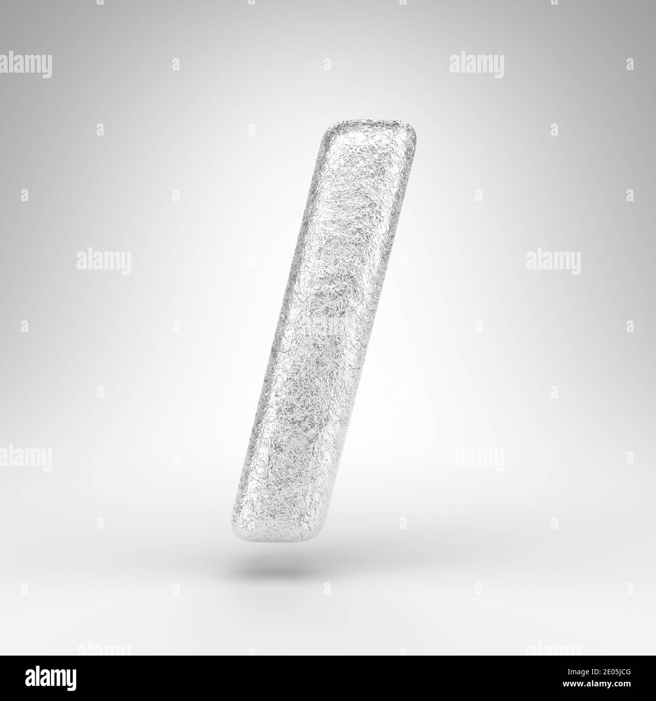 Forward slash symbol on white background. Creased aluminium foil 3D ...