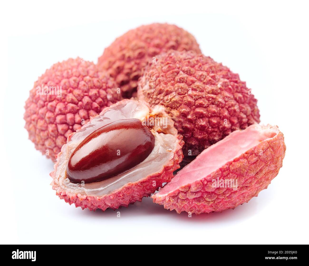 Sweet lychees fruits close up on white background Stock Photo - Alamy