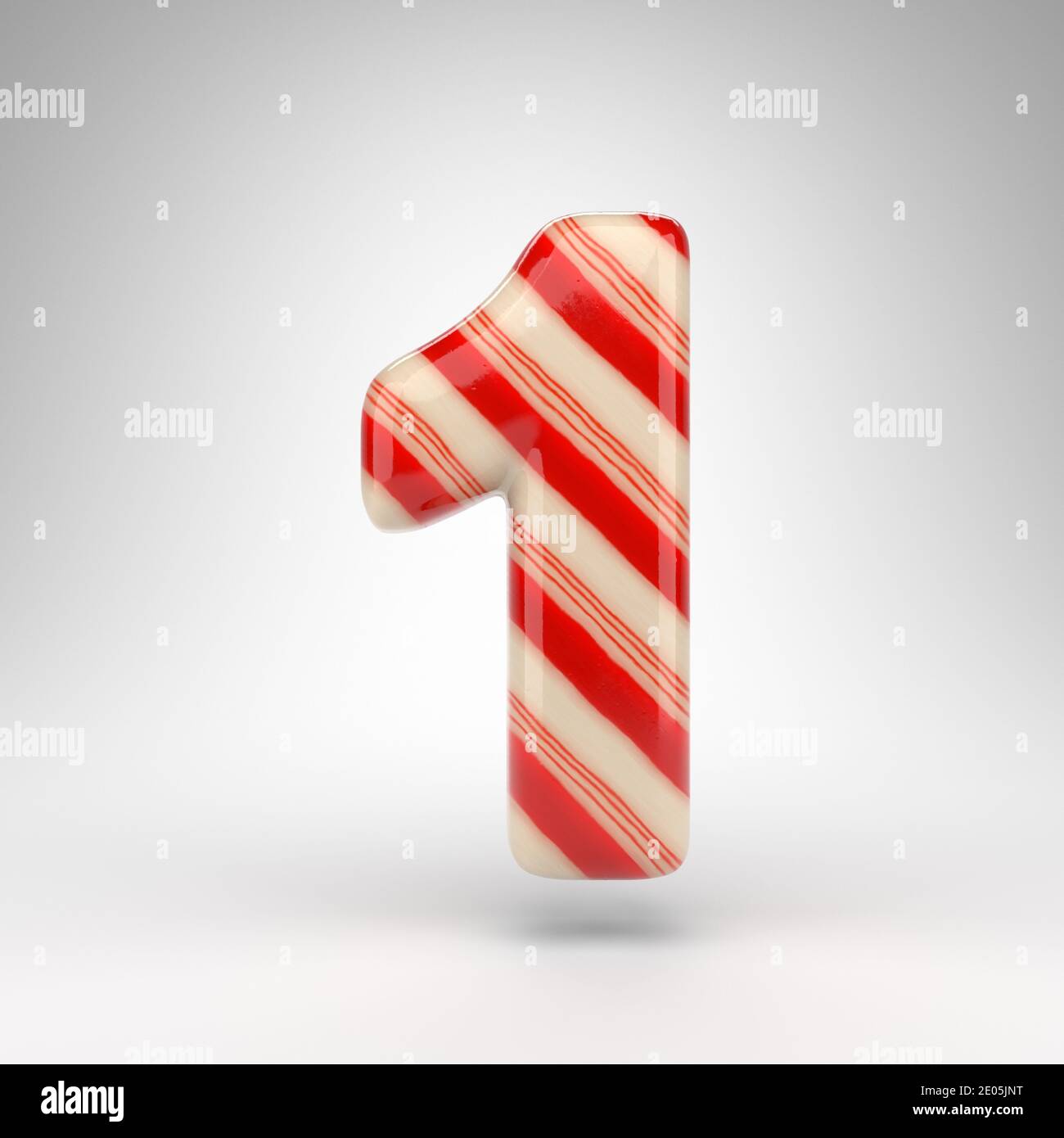 Number 1 on white background. Candy cane 3D rendered number with red ...
